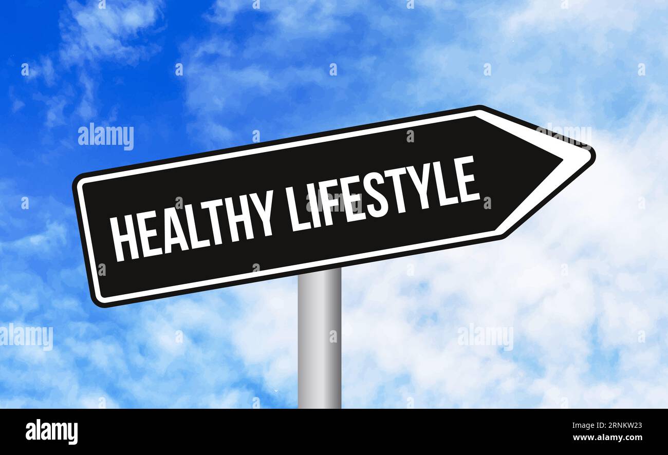 Healthy lifestyle road sign on sky background Stock Photo - Alamy