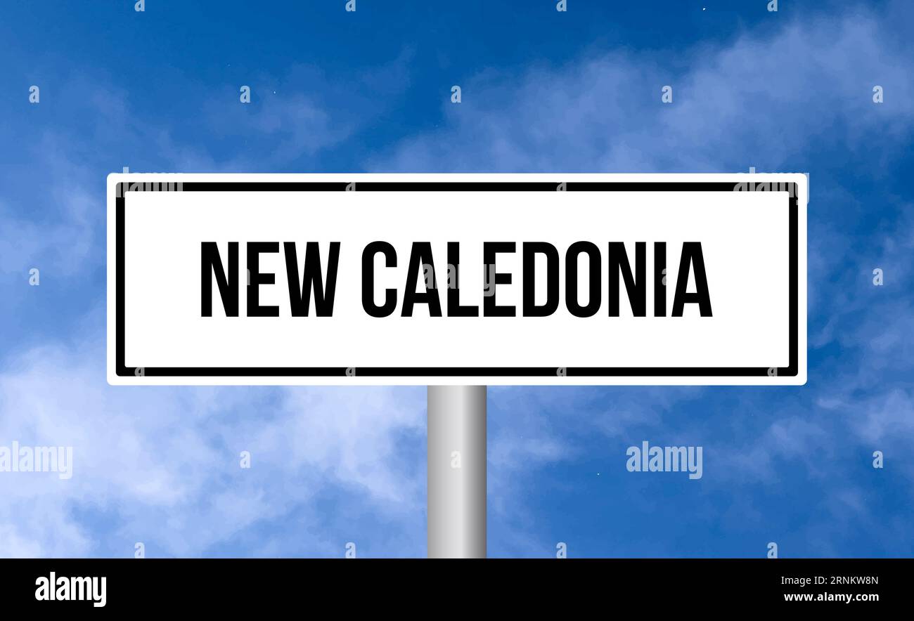 New caledonia road sign on sky background Stock Photo - Alamy