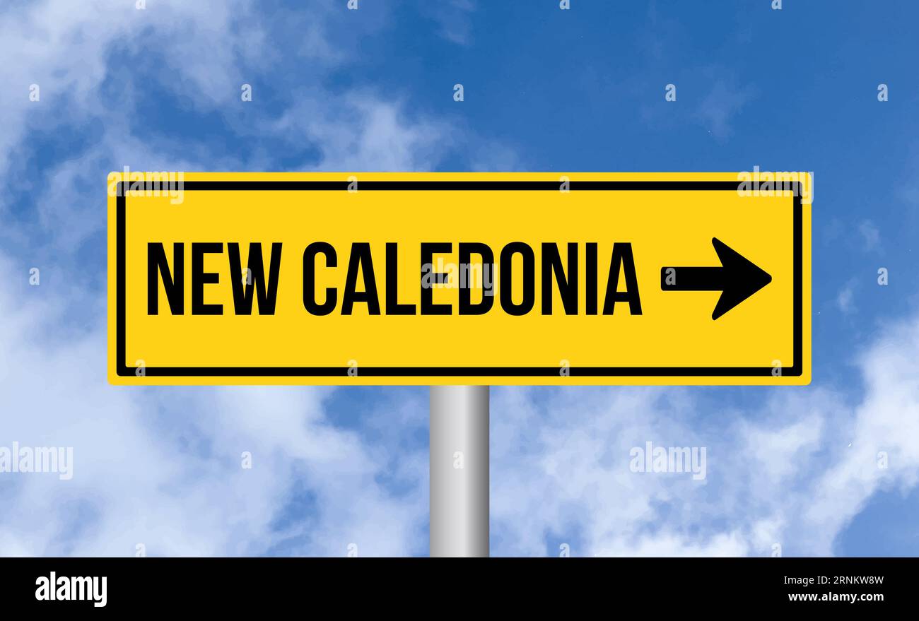 New caledonia road sign on sky background Stock Photo - Alamy