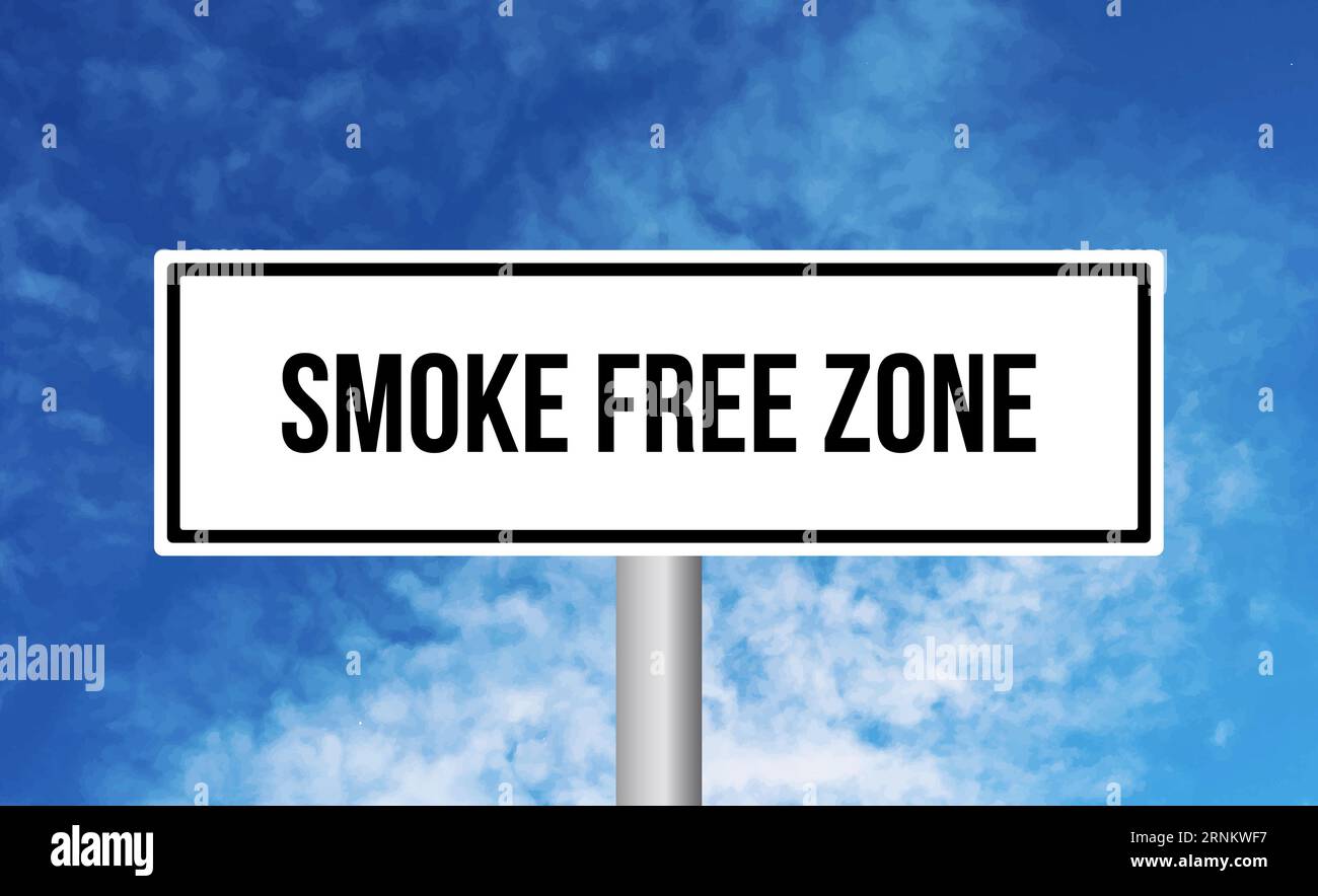 Smoke free zone road sign on sky background Stock Photo - Alamy