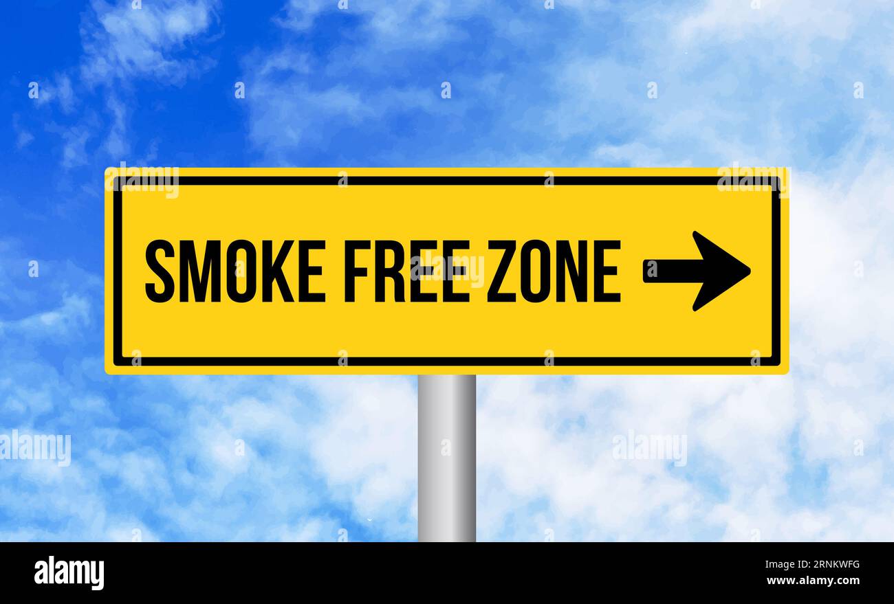 Smoke free zone road sign on sky background Stock Photo - Alamy
