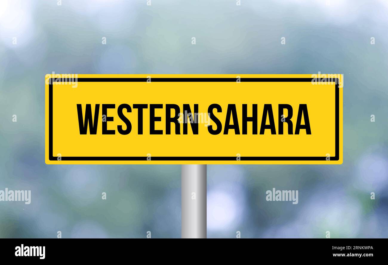 Western sahara road sign on blur background Stock Photo - Alamy