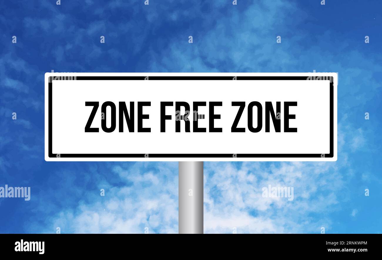 Zone free zone road sign on sky background Stock Photo - Alamy