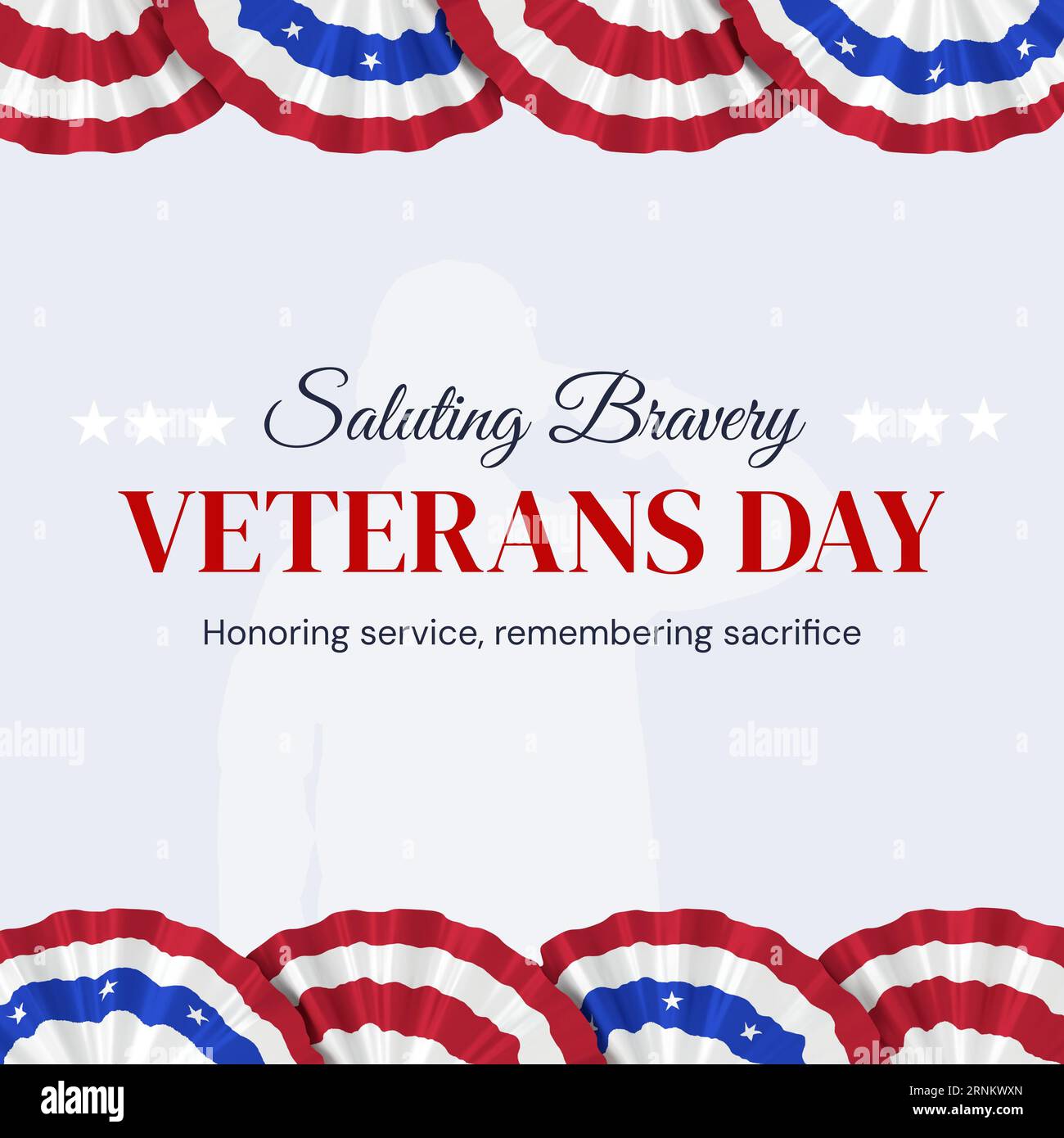 Composite of saluting bravery veterans day text over flags of usa on ...