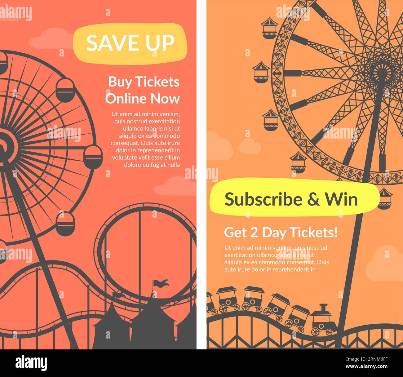 Amusement park, buy tickets online, subscribe Stock Vector Image & Art ...