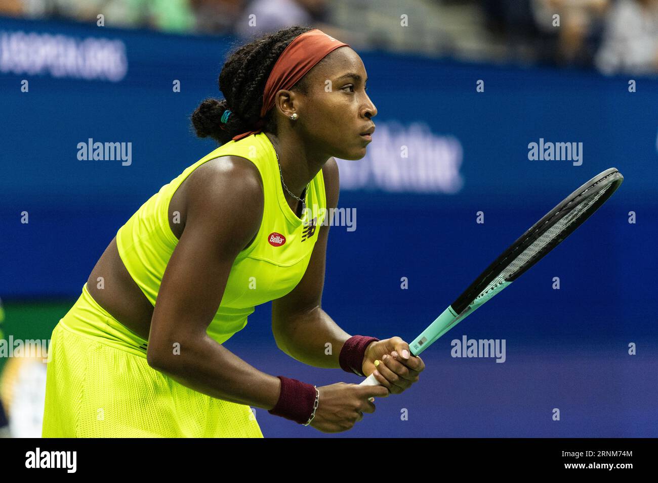 Coco Gauff of USA in action during 3rd round against Elise Mertens of Belgium at the US Open ...