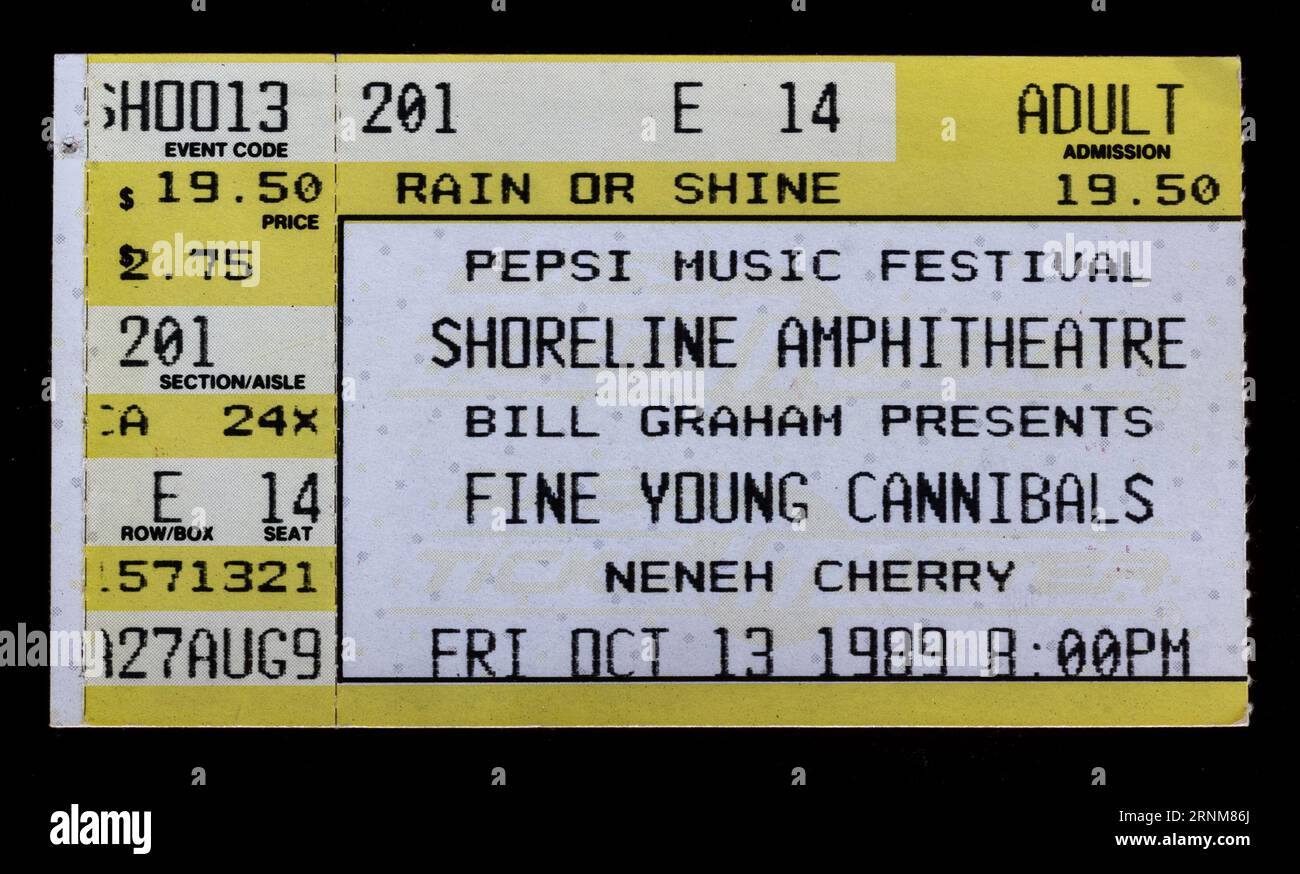 Mountain View, California - October 13, 1989 - Old used ticket stub for ...