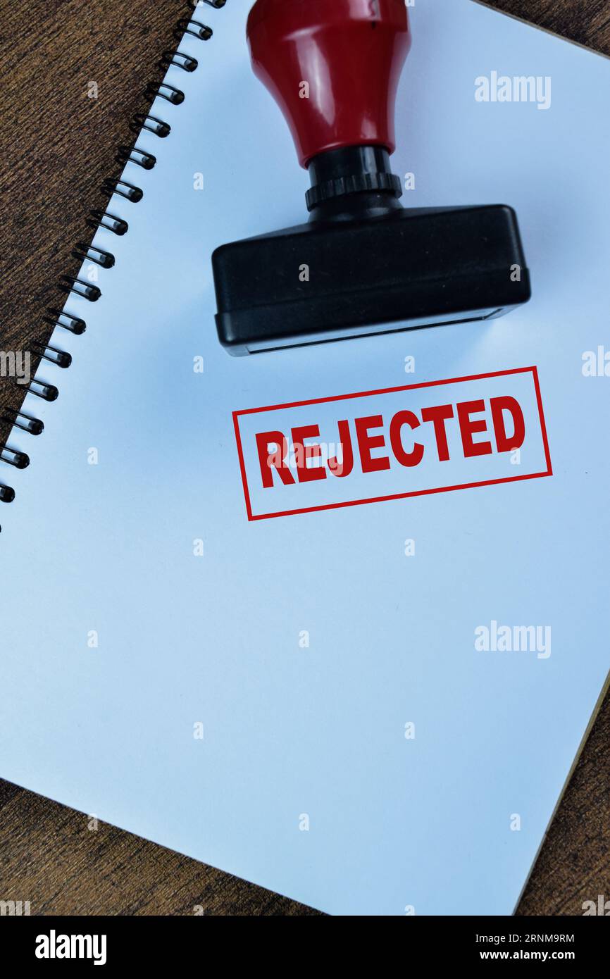 Concept of Red Handle Rubber Stamper and Rejected text isolated on on ...
