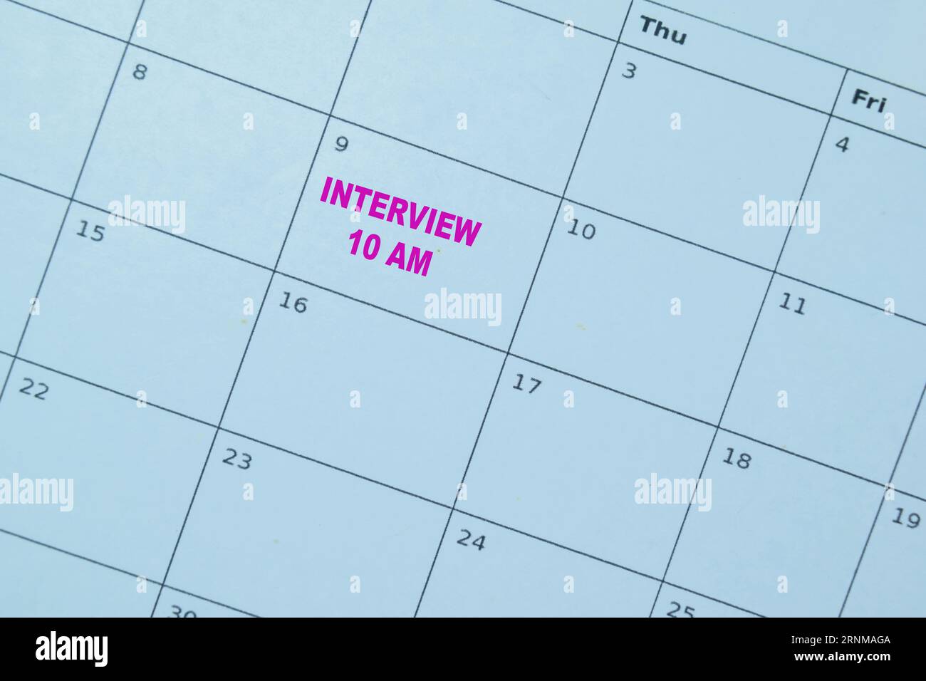 Concept of Reminder Interview 10 am write on calendar Stock Photo - Alamy
