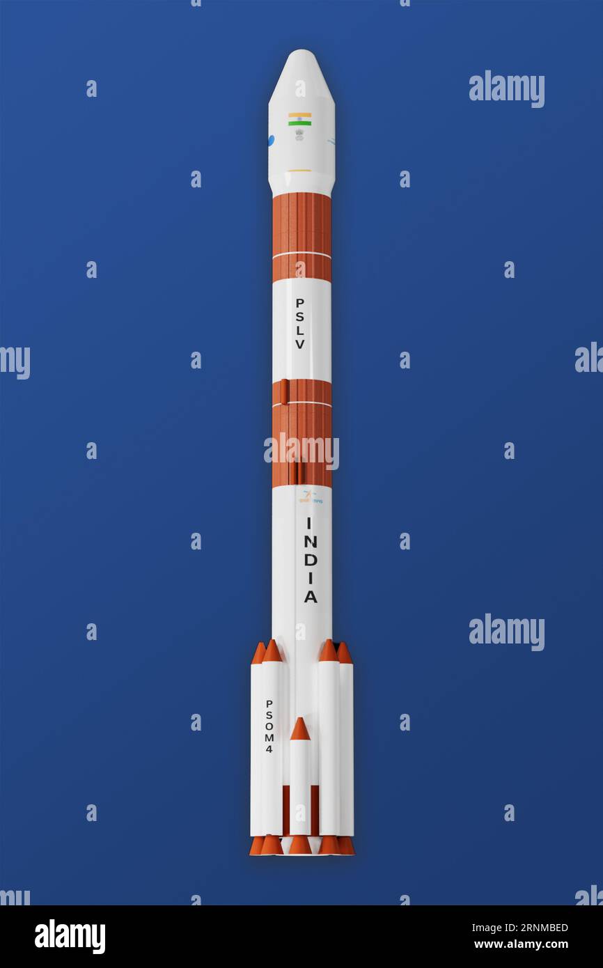 PUNE, INDIA, 2nd SEPTEMBER 2023. Aditya L1 isolated on blue background ...