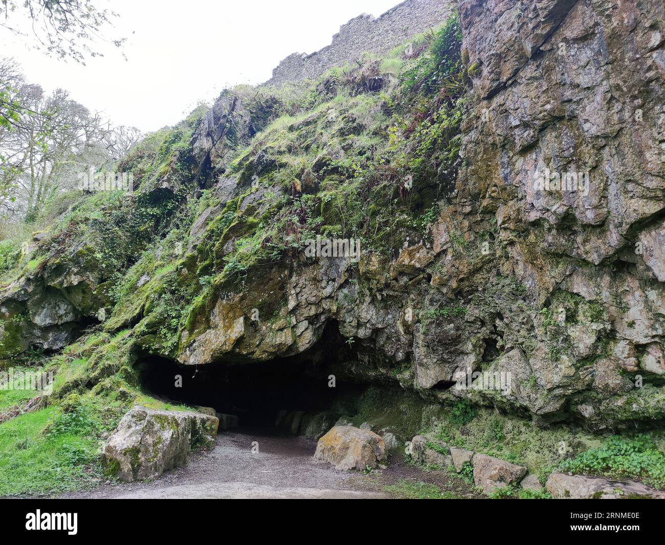 Old celtic caves of a Blarney castle in Ireland, rocks and mountains ...