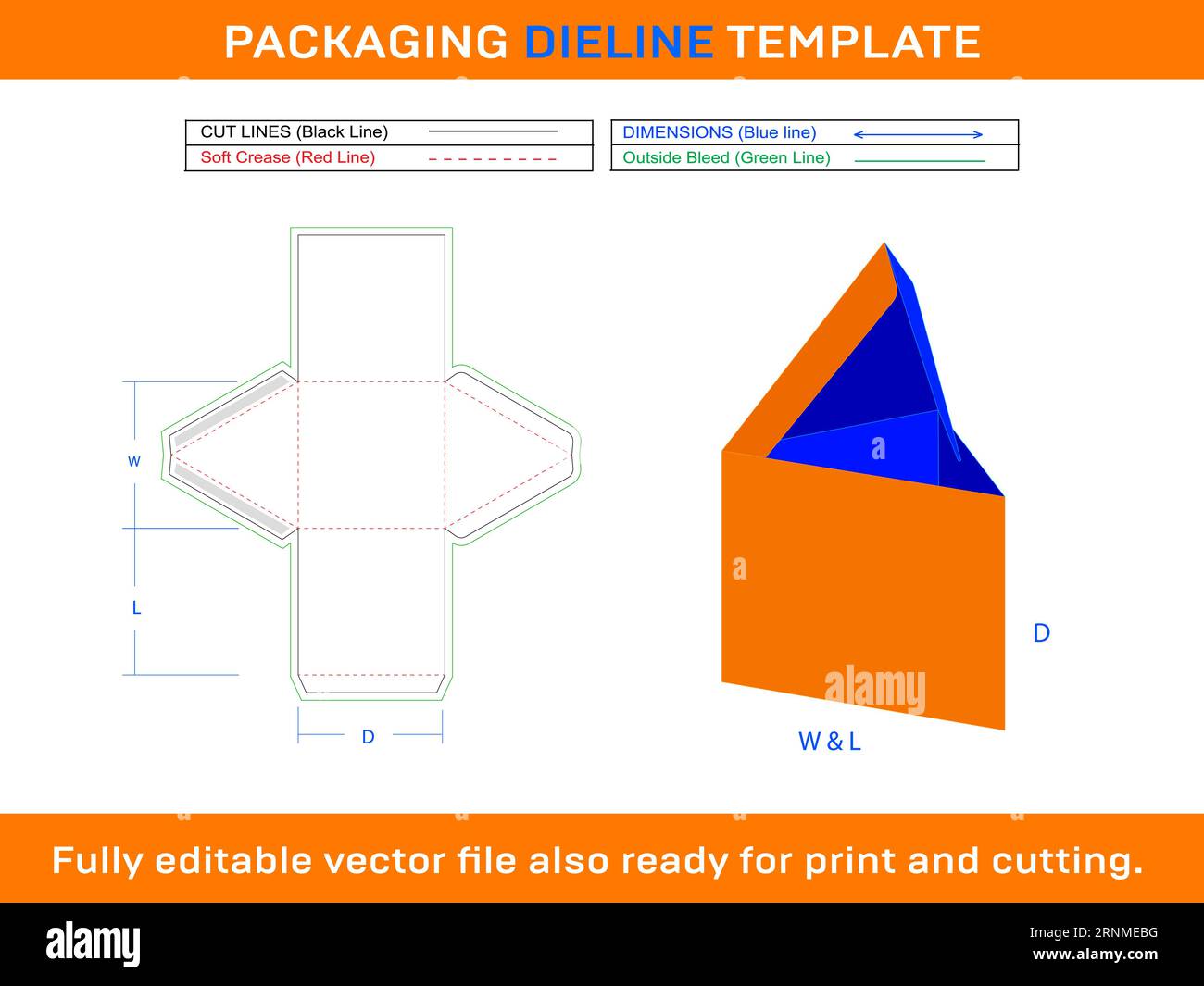 Triangle Box, Gift Box, Storage Box Die line Template Stock Vector ...