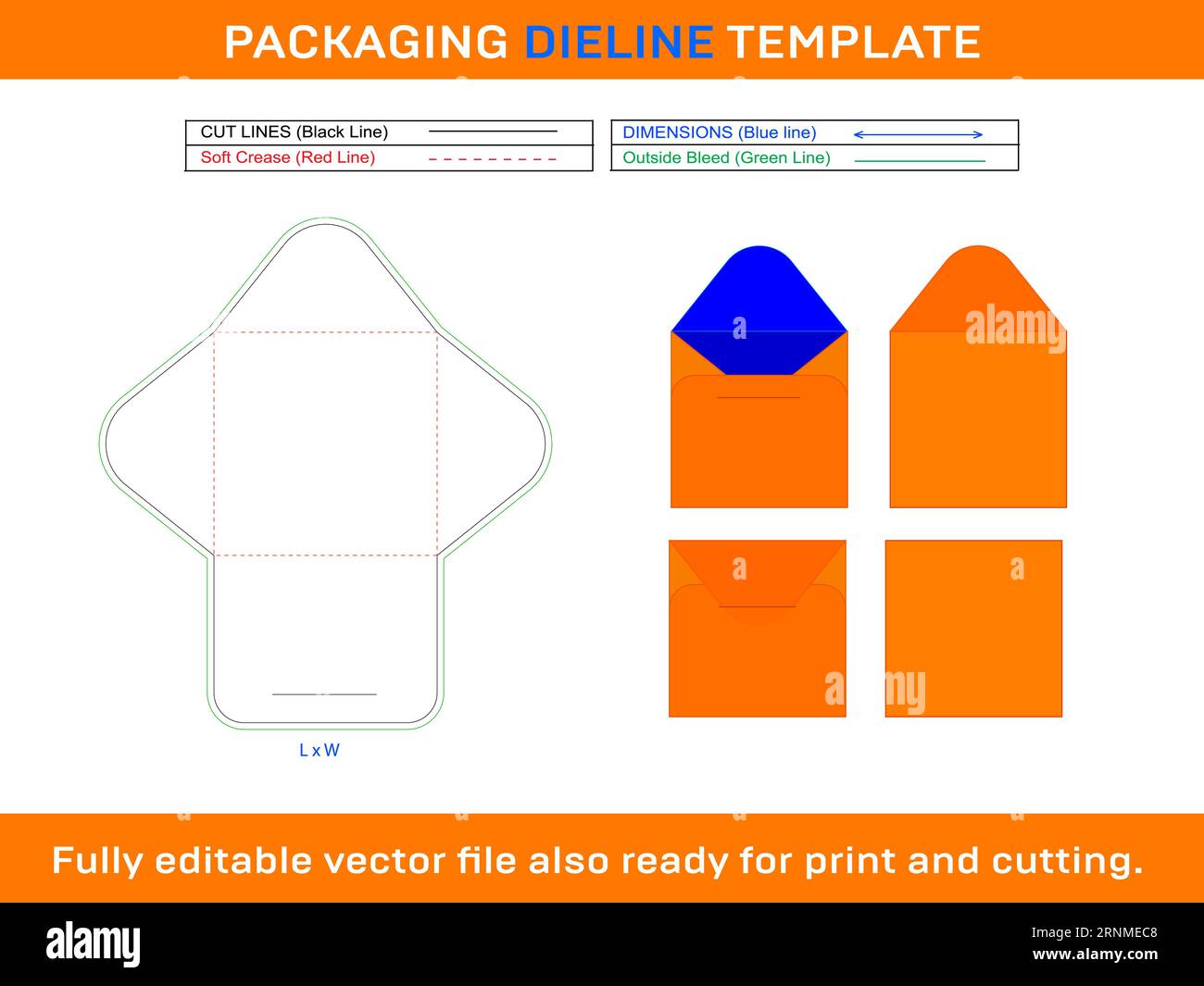 Square Envelope Die line Template design Stock Vector Image & Art - Alamy