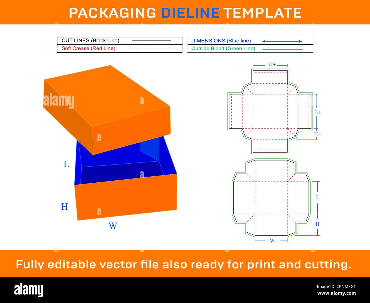 Gift Box Template, With Lid Die line Template SVG, Ai, EPS, PDF, JPEG ...