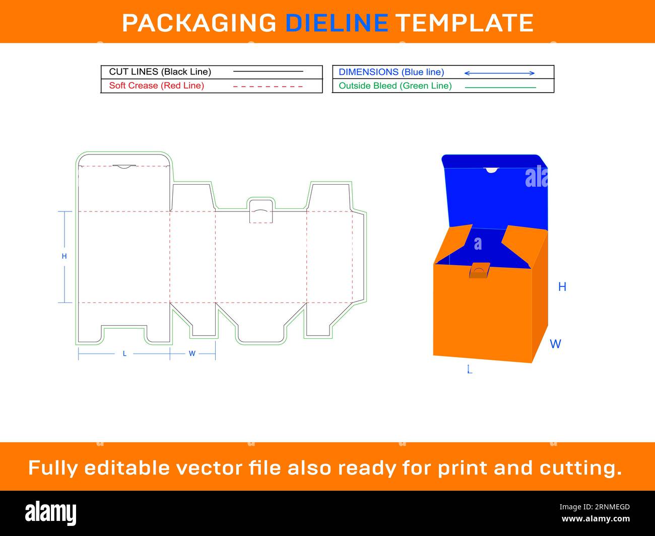 Snap Lock Box, Gift Box, Storage Box, Die line Template Stock Vector ...
