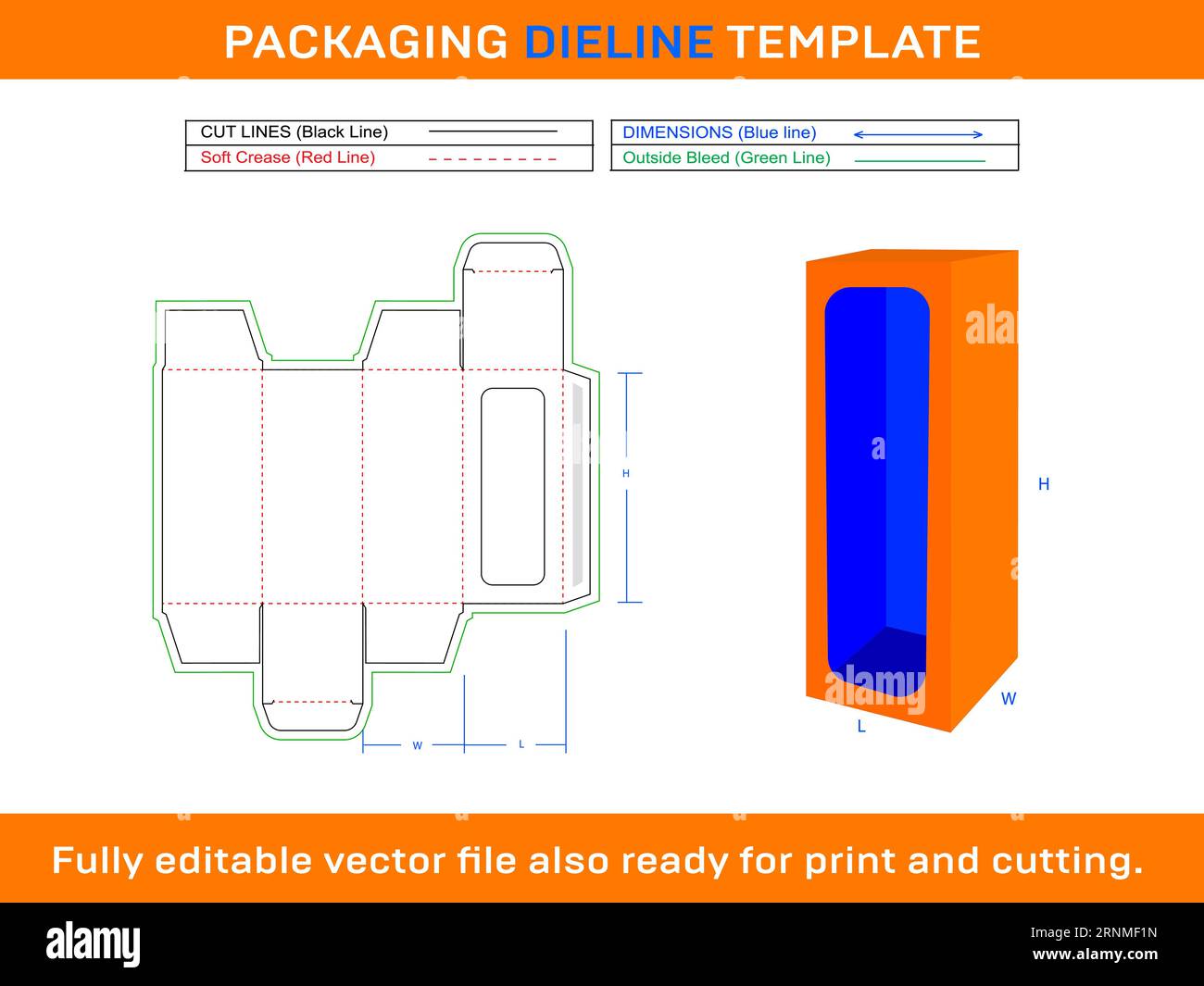 Gift Box With Window Die line Template, SVG, EPS, PDF, Ai, PNG, JPEG ...