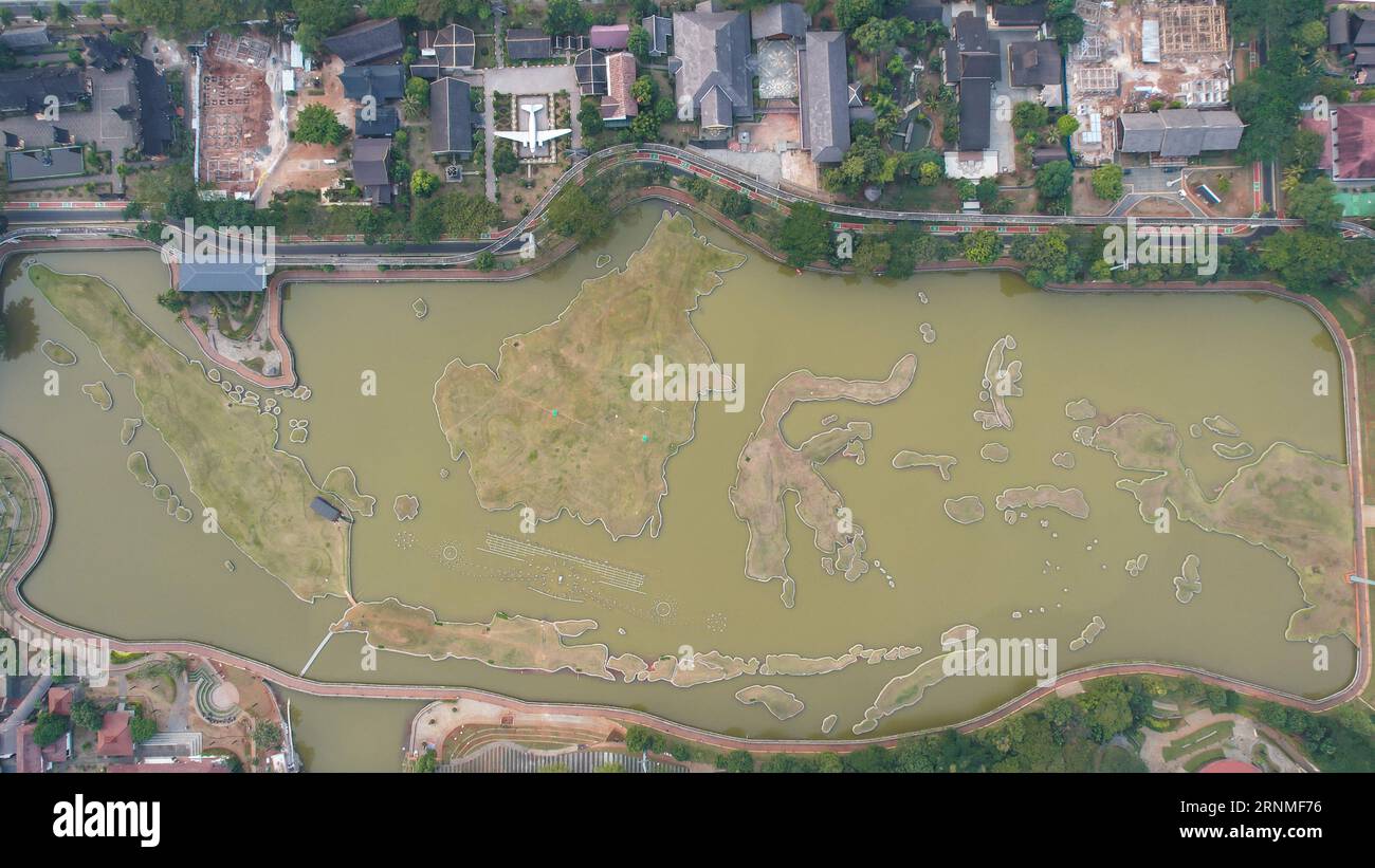 Aerial View of the Miniature of Indonesia Map, Taman Mini Indonesia ...