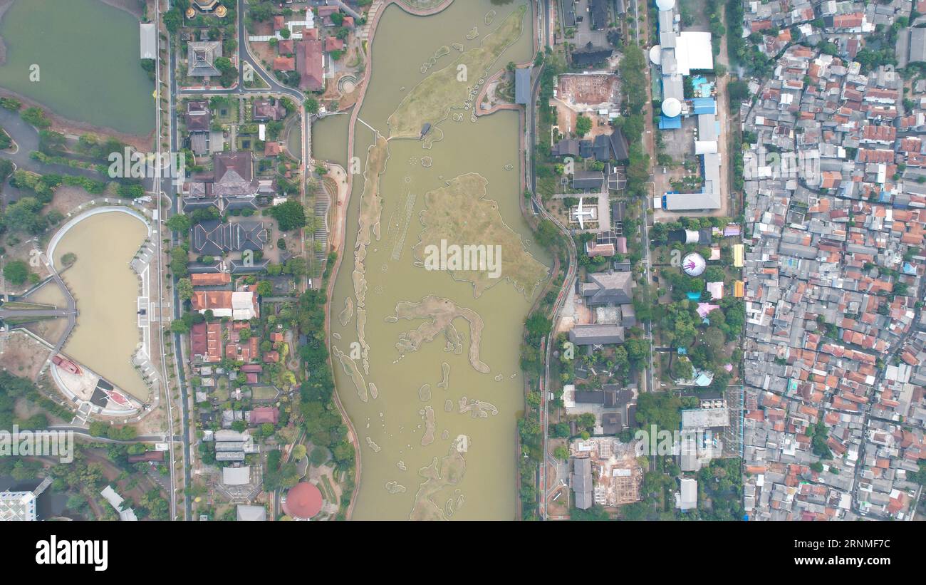 Aerial View of the Miniature of Indonesia Map, Taman Mini Indonesia ...