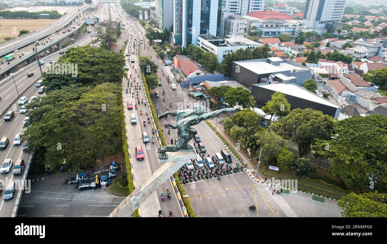 Aerial view of The Dirgantara Statue Monument or better known as the ...