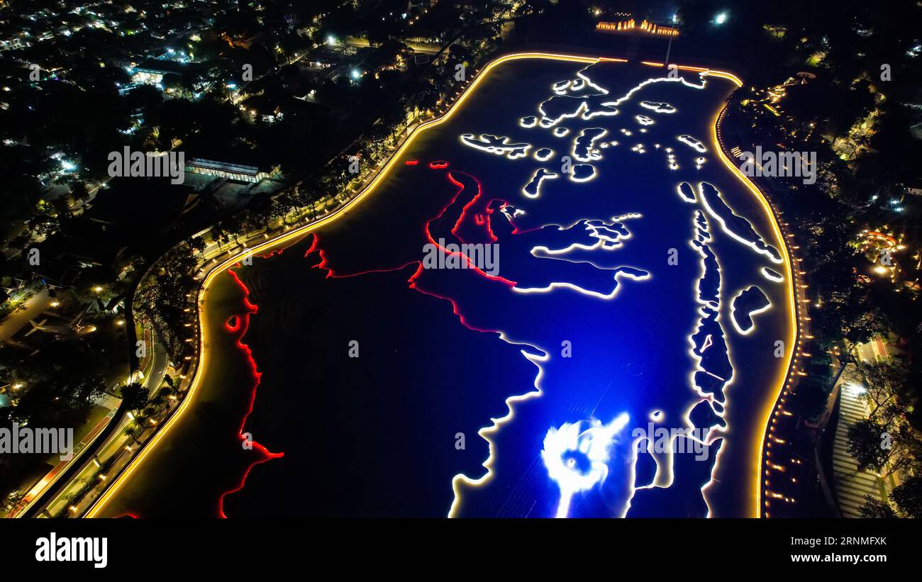 Aerial View of the Miniature of Indonesia Map, Taman Mini Indonesia ...