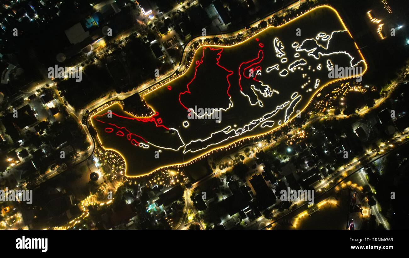 Aerial View of the Miniature of Indonesia Map, Taman Mini Indonesia ...