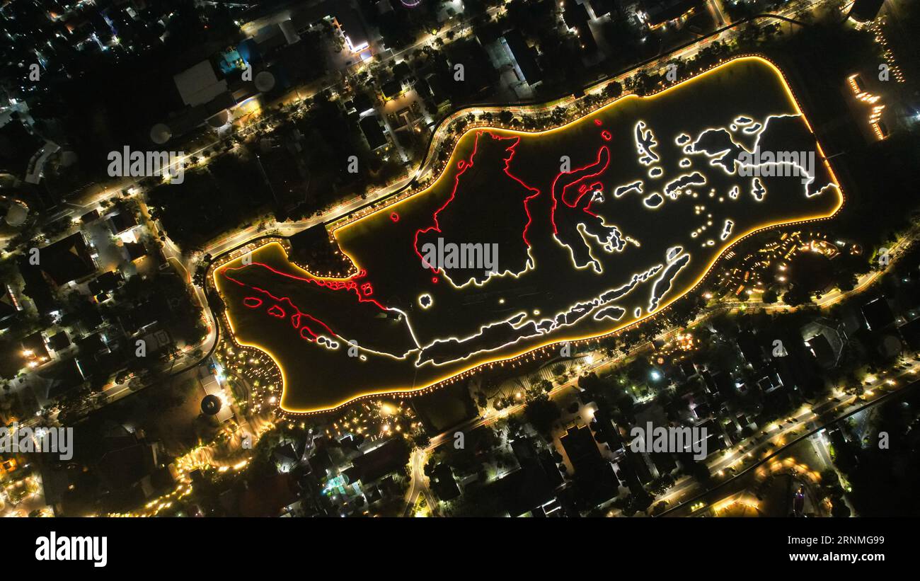 Aerial View of the Miniature of Indonesia Map, Taman Mini Indonesia ...
