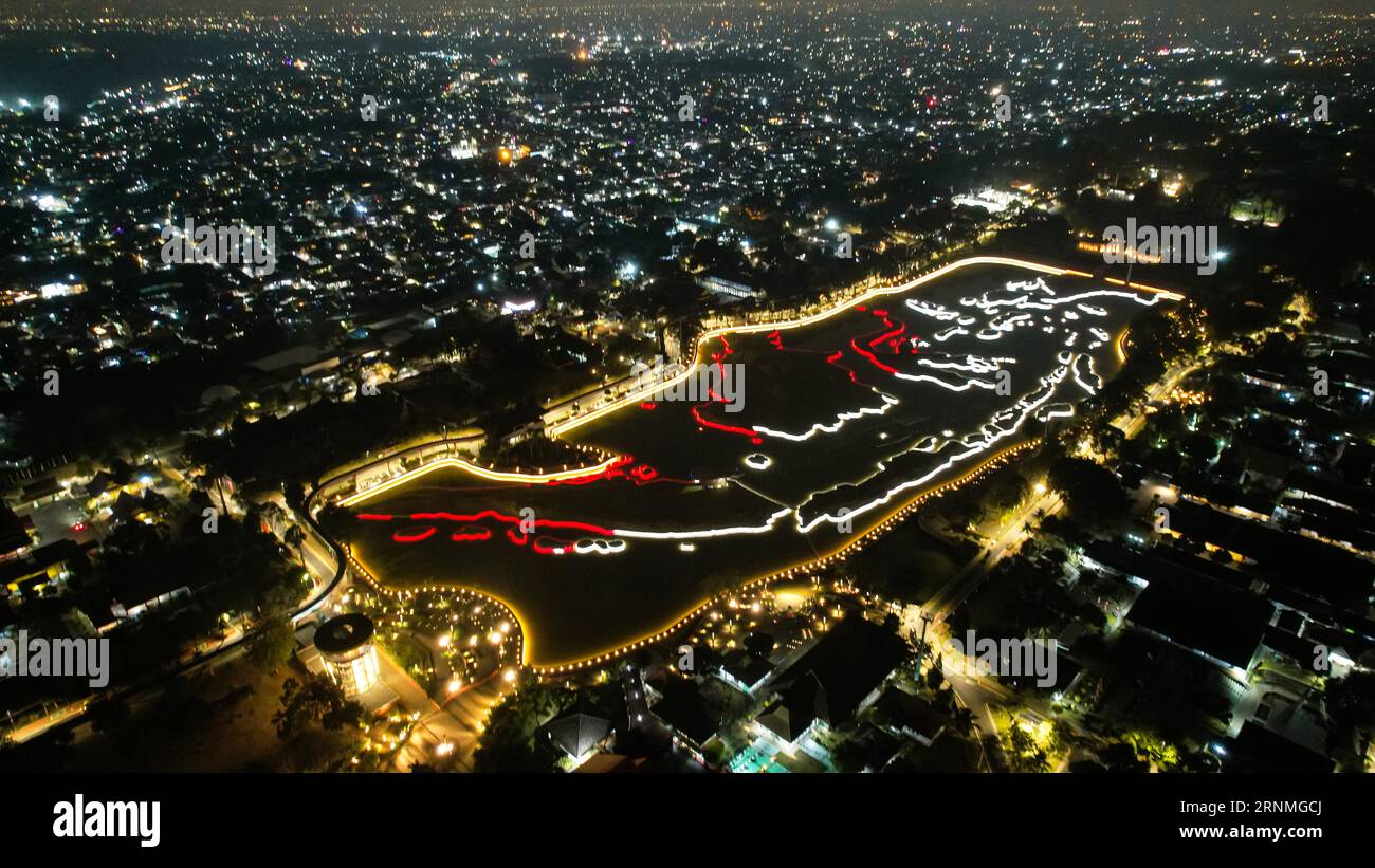 Aerial View of the Miniature of Indonesia Map, Taman Mini Indonesia ...