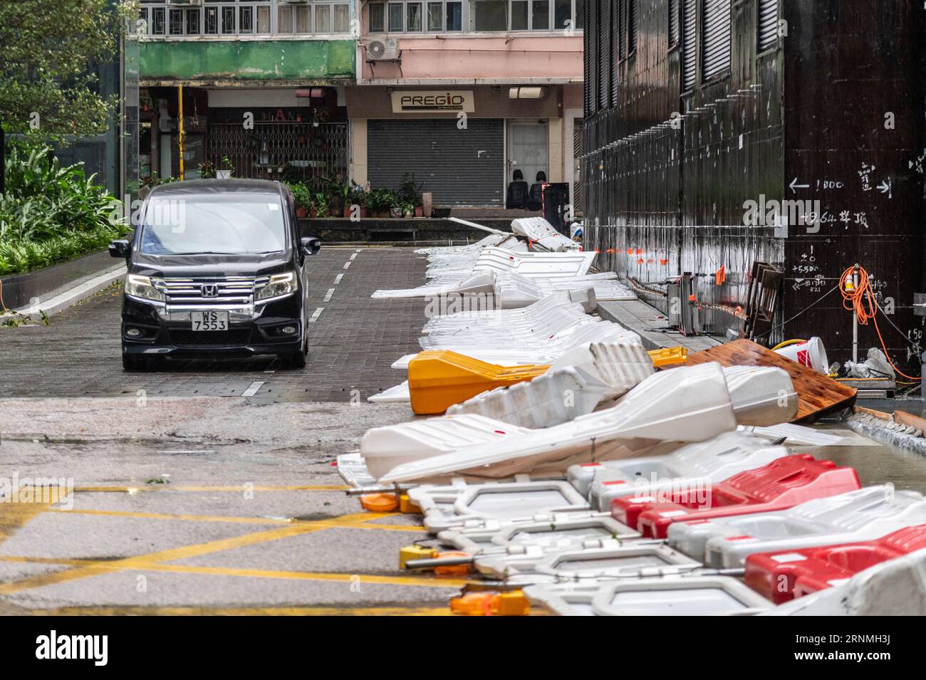 Hong Kong, Hong Kong. 02nd Sep, 2023. Fallen construction barriers ...
