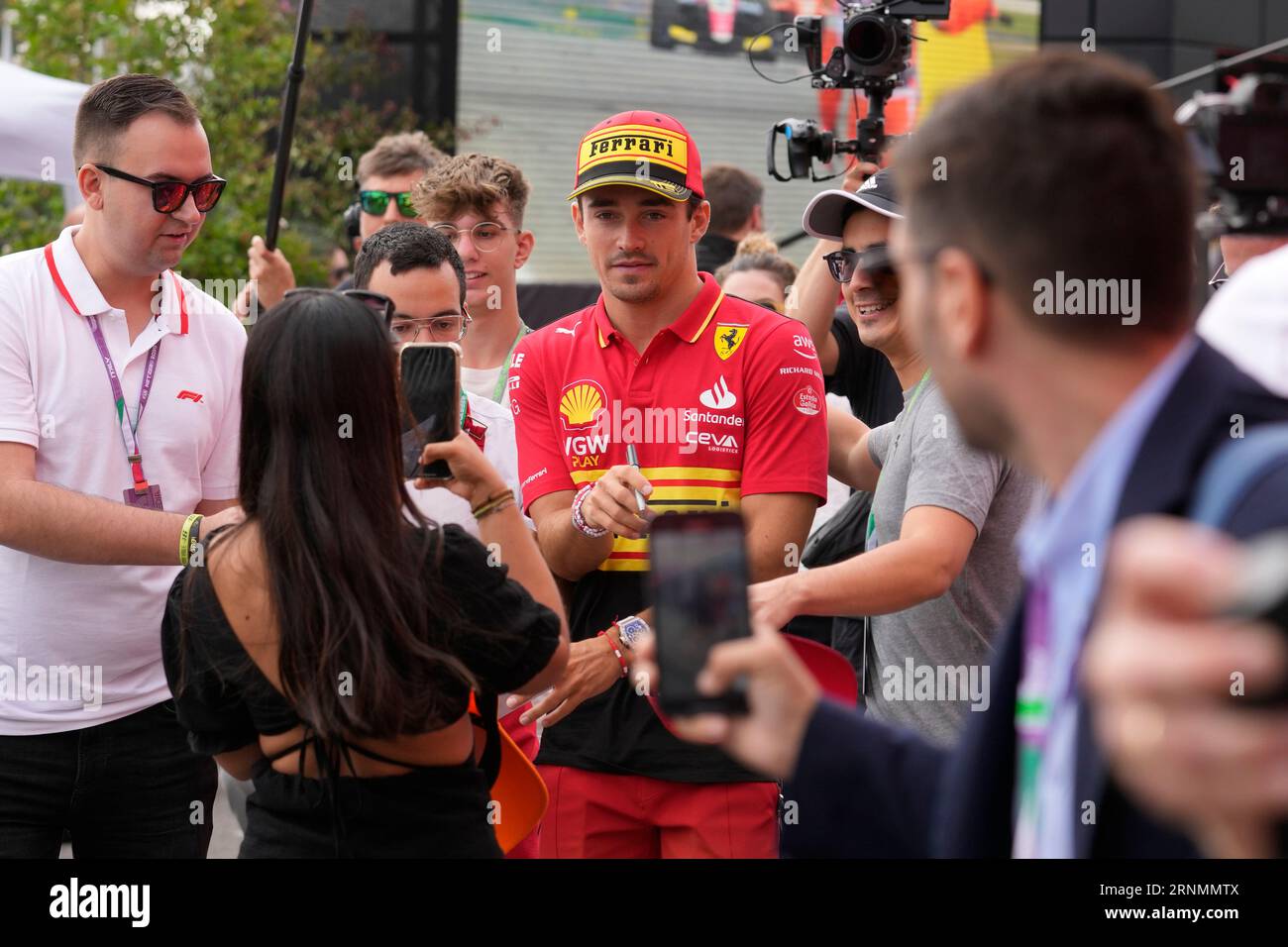 Ferrari driver Charles Leclerc of Monaco arrives at the Monza racetrack ...