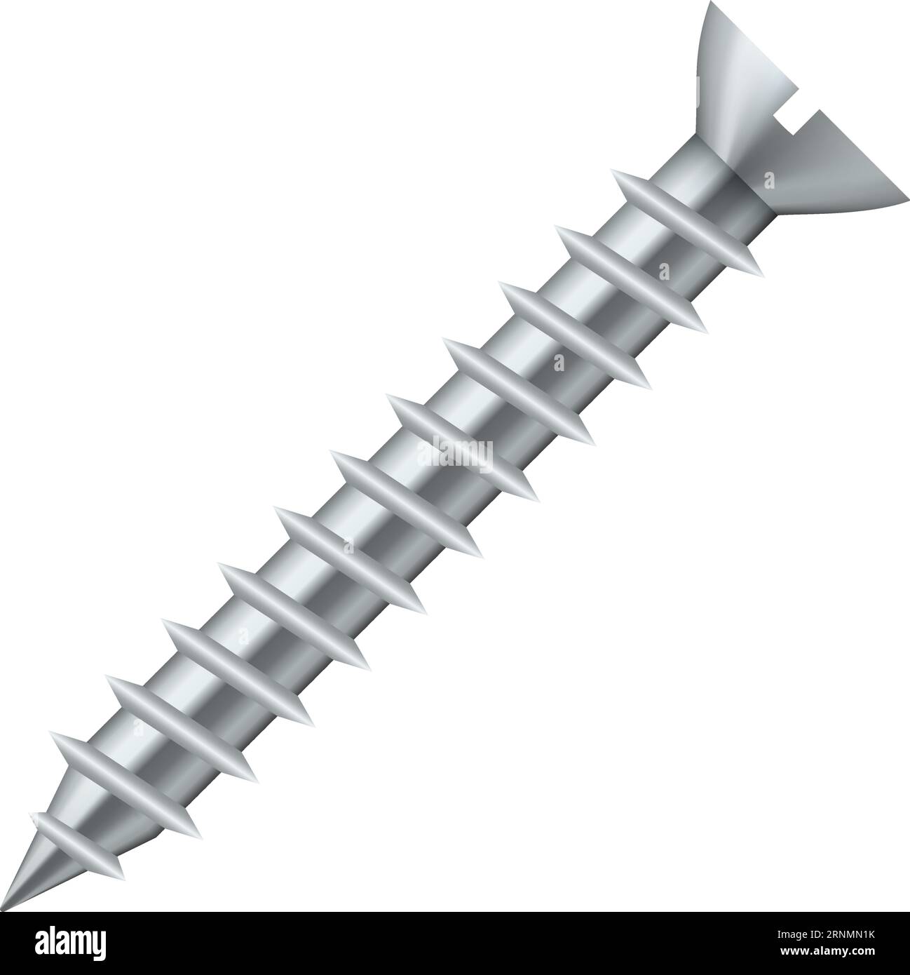 Metal screw mockup. Slotted head realistic fastener Stock Vector Image ...