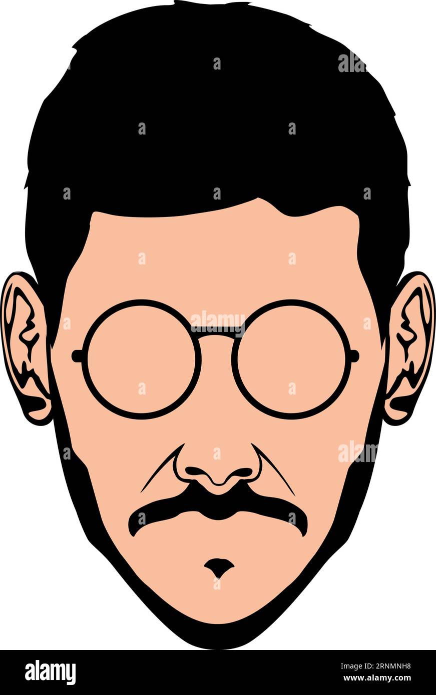 Male head template. Generic face with moustaches and glasses Stock ...