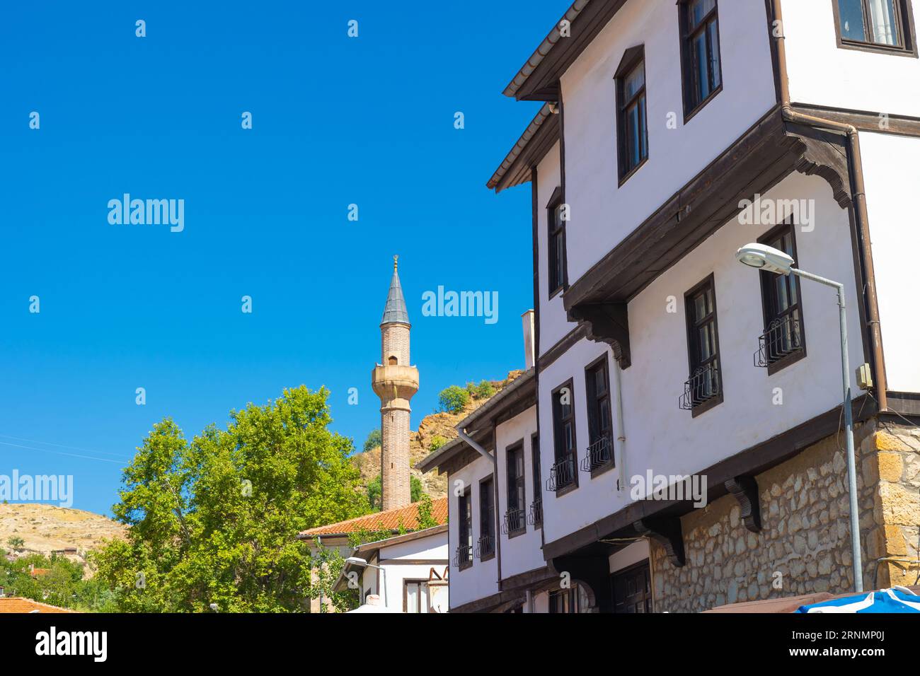 Beypazari view. Traditional houses and mosque in Beypazari town of ...