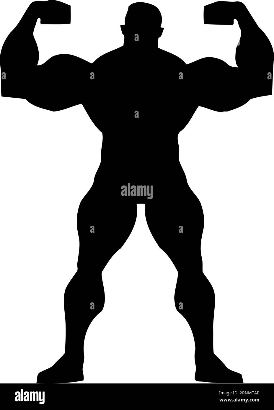 black and white muscular bodybuilder man silhouette minimalistic vector ...