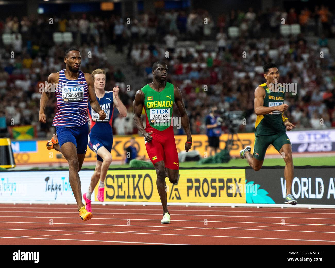 Antonio Watson of Jamaica, Matthew Hudson-Smith of GB & NI and Wayde Van Niekerk of South Africa ...
