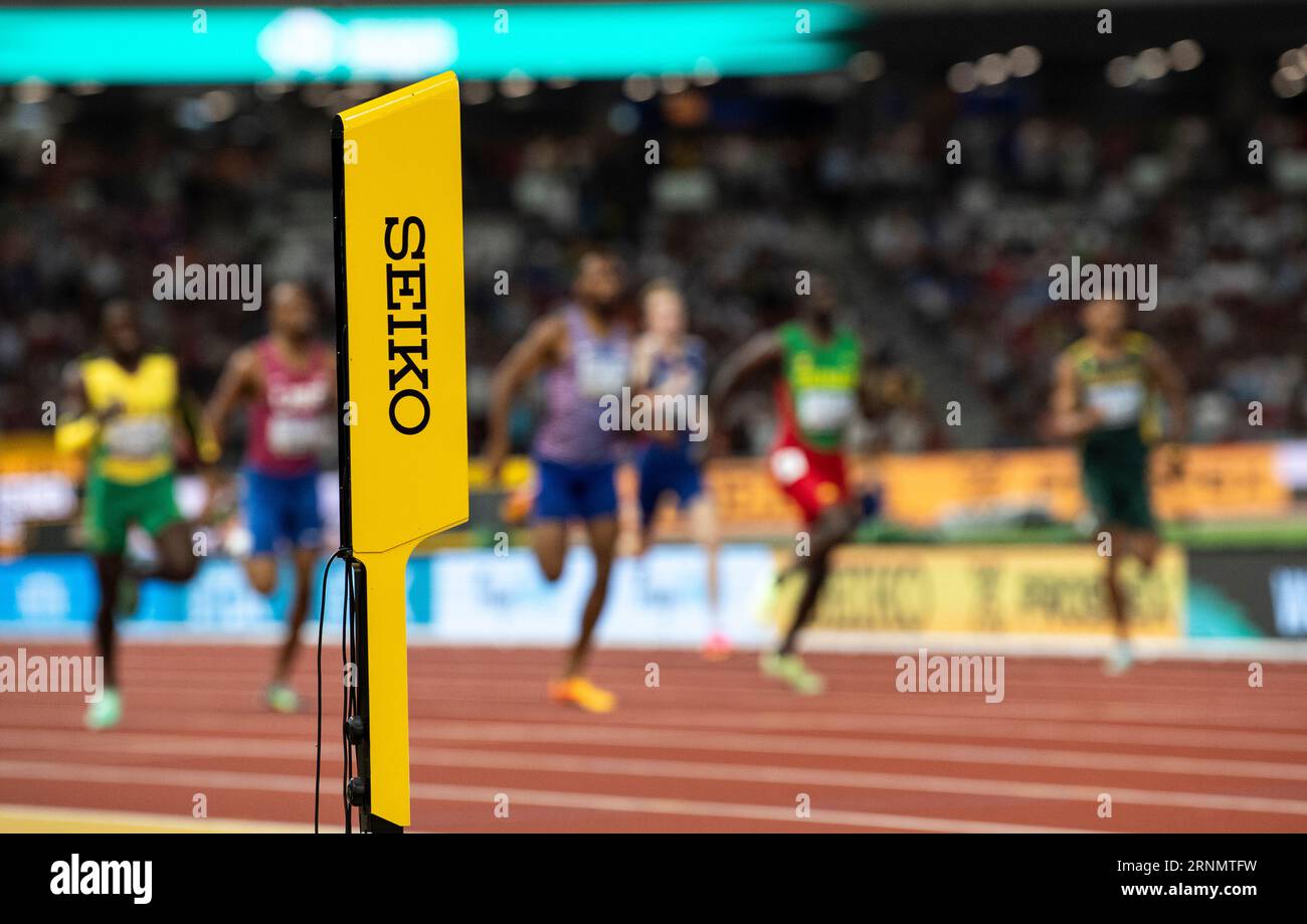 Finishing Line of the men's 400m Final on day 6 of the World Athletics ...