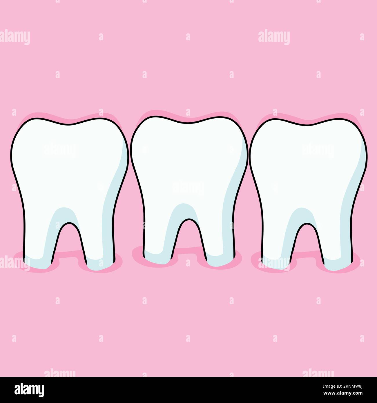 three white teeth in a pink gum minimalistic vector illustration Stock ...