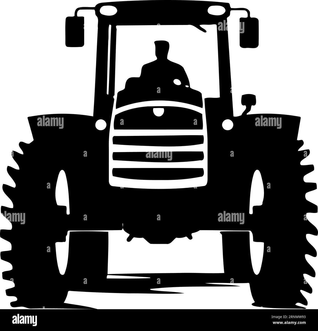 tractor vehicle in front view minimalist vector illustration Stock ...
