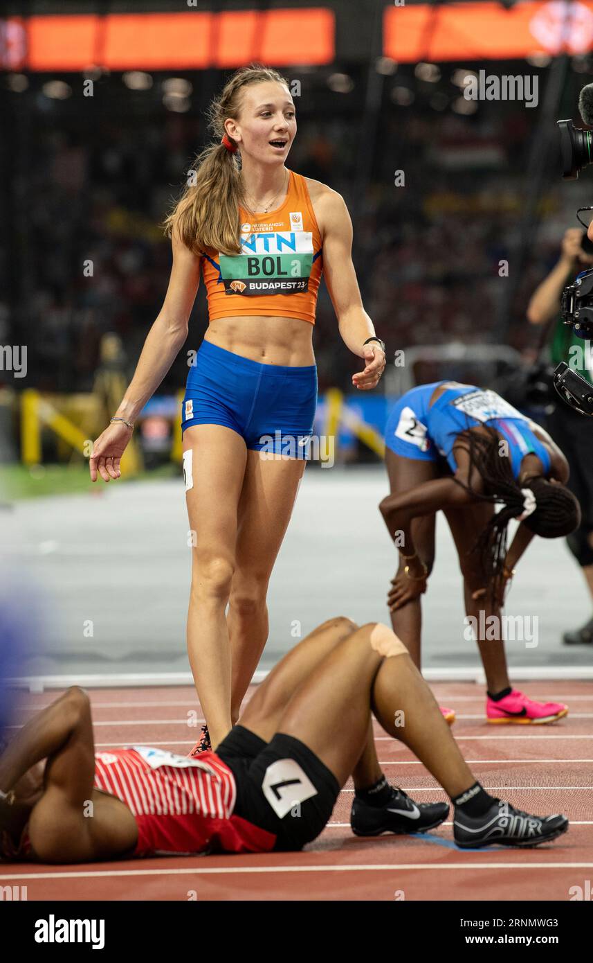Femke Bol of the Netherlands celebrating her win in the women's 400m ...