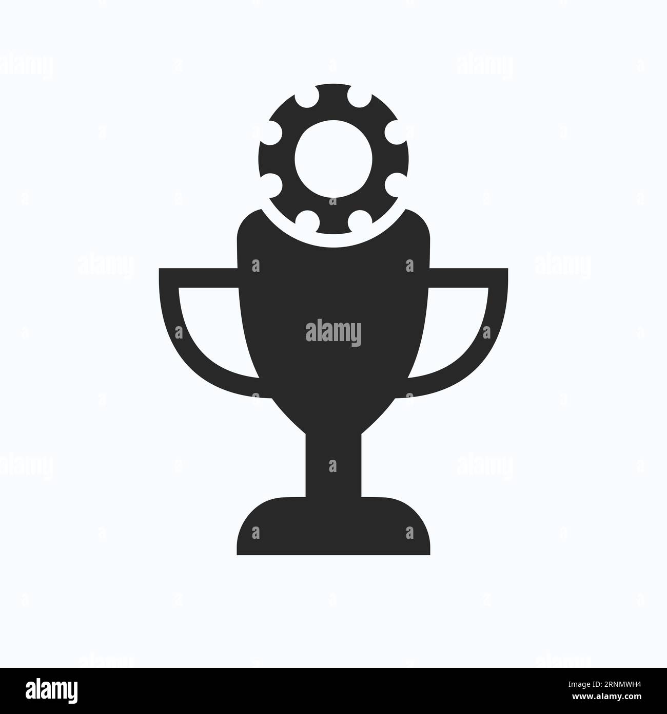 Gear Championship Trophy Logo Design Concept With Gear And Trophy Icon ...