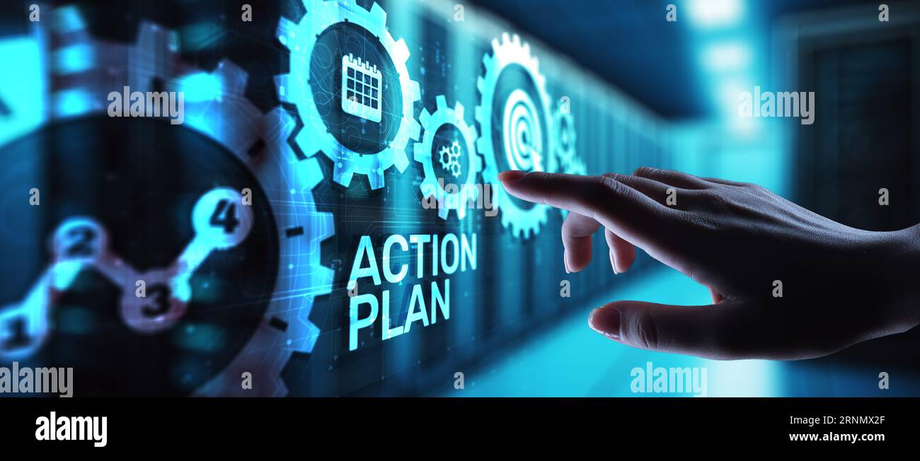 Action plan business strategy development concept on virtual screen ...