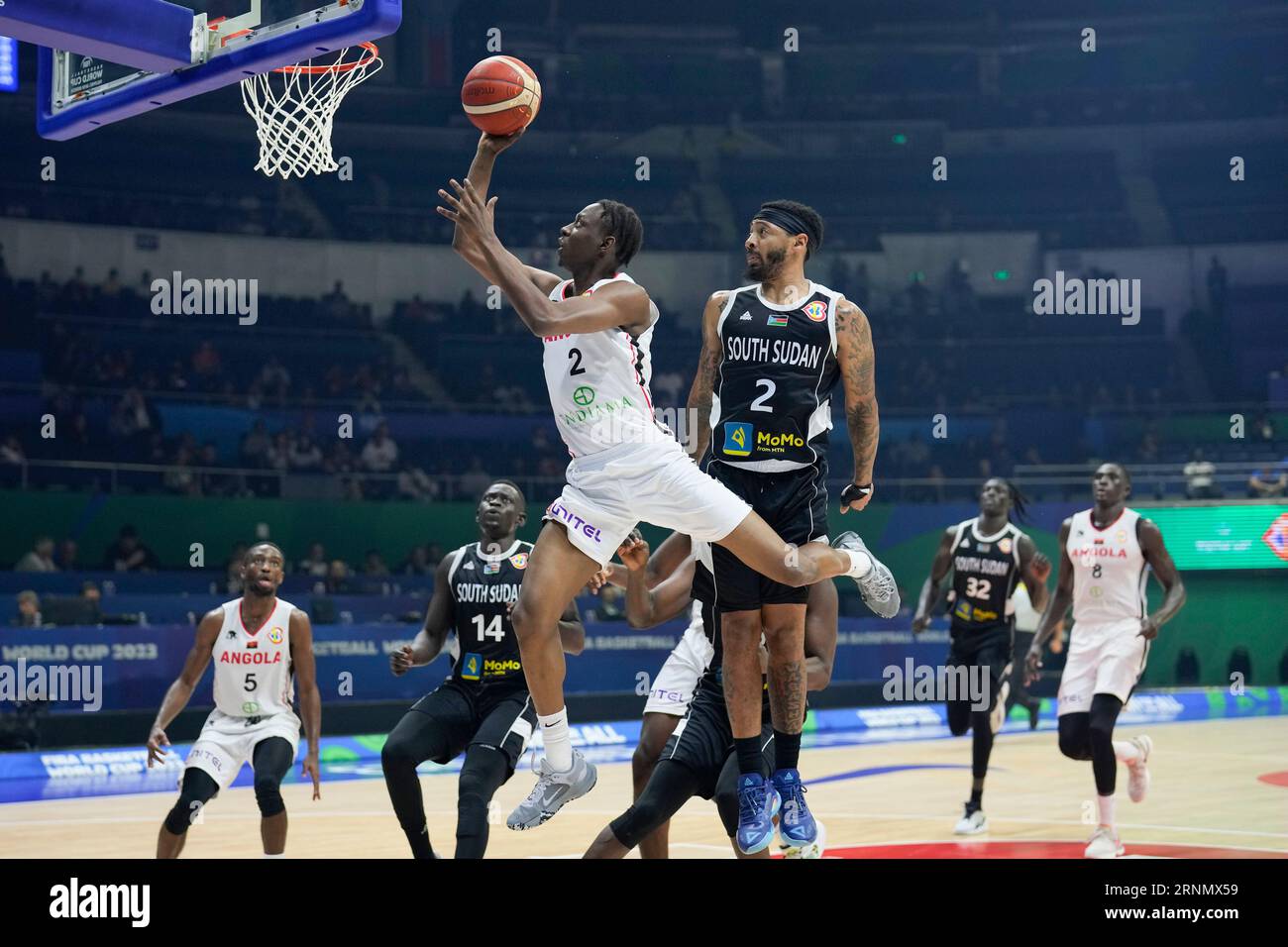 Angola guard Dimitri Maconda (2) shoots over South Sudan guard Carlik ...