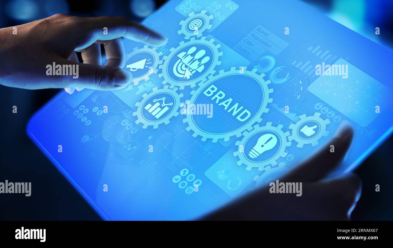 Brand words cloud on virtual screen. Branding, Marketing and ...