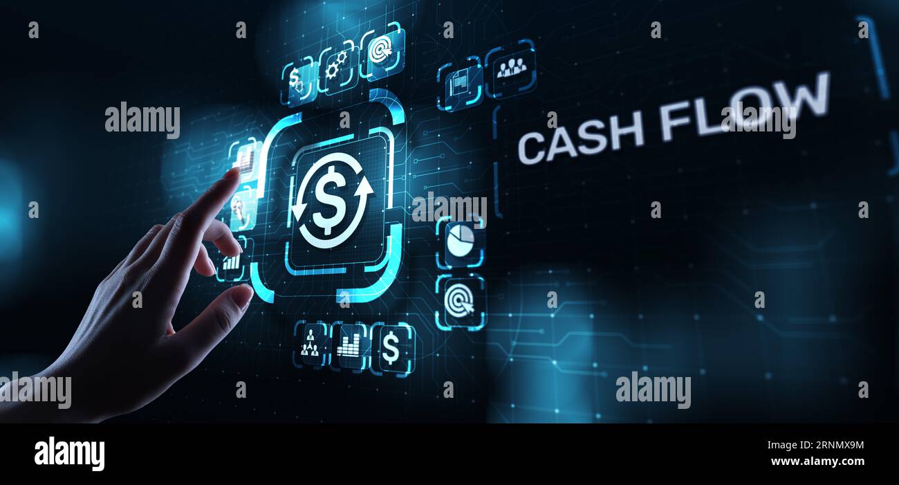 Cash flow button on virtual screen. Business Tehcnology concept Stock ...