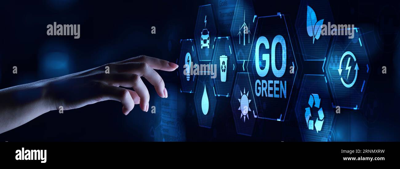 Go green renewable energy recycling zero waste ecology lean concept ...