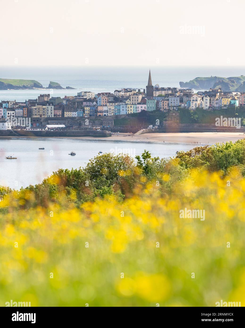Tenby, Pembrokeshire, Wales - view from Pembrokeshire Coast Path Stock ...