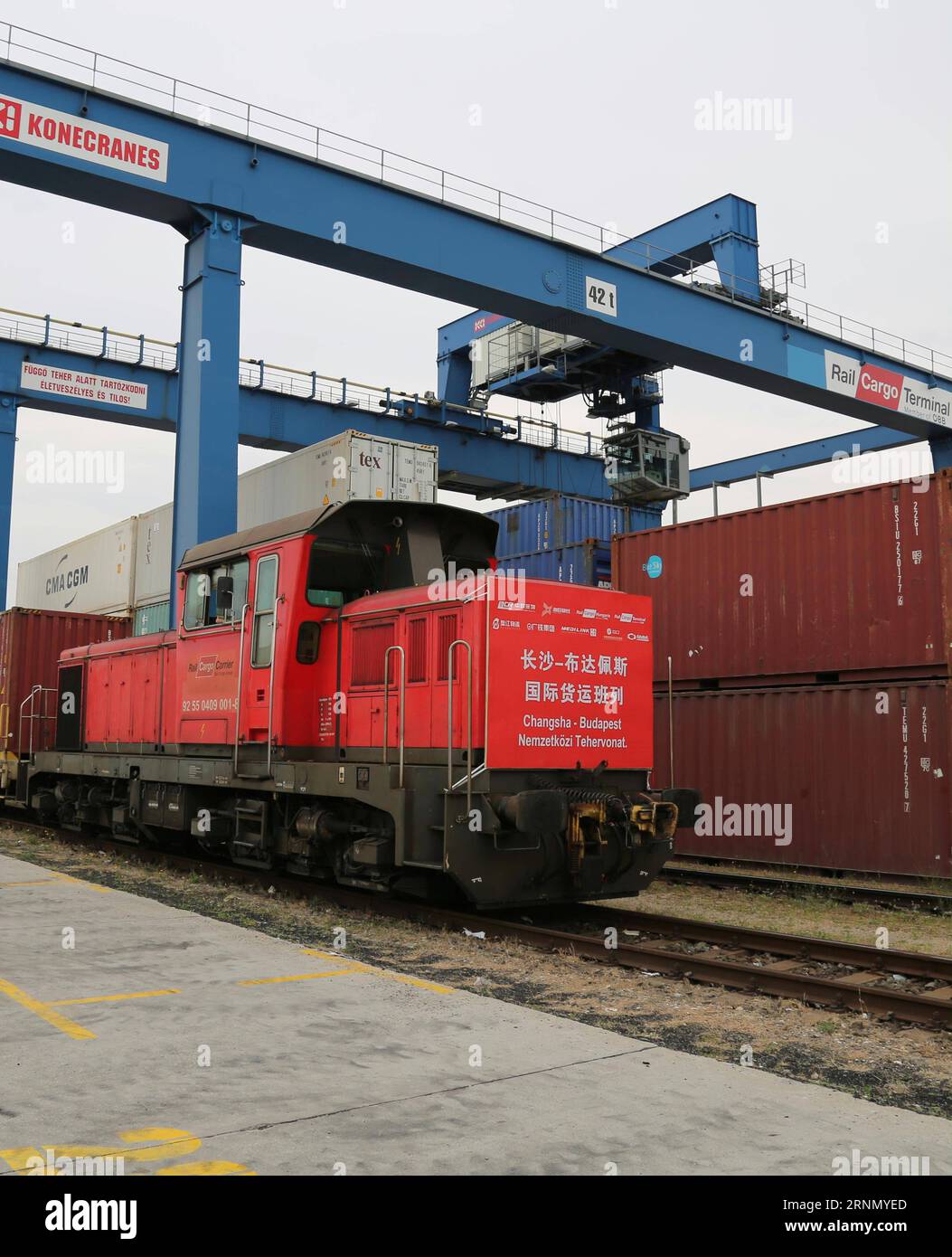 (170616) -- BUDAPEST, June 16, 2017 -- A new freight train arrives at ...