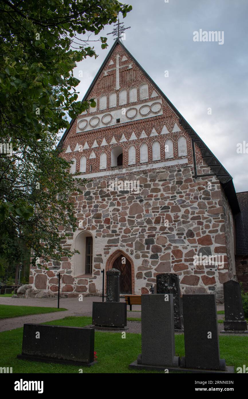 Medieval greystone Church of St. Mary in Hollola (Finnish: Hollolan ...