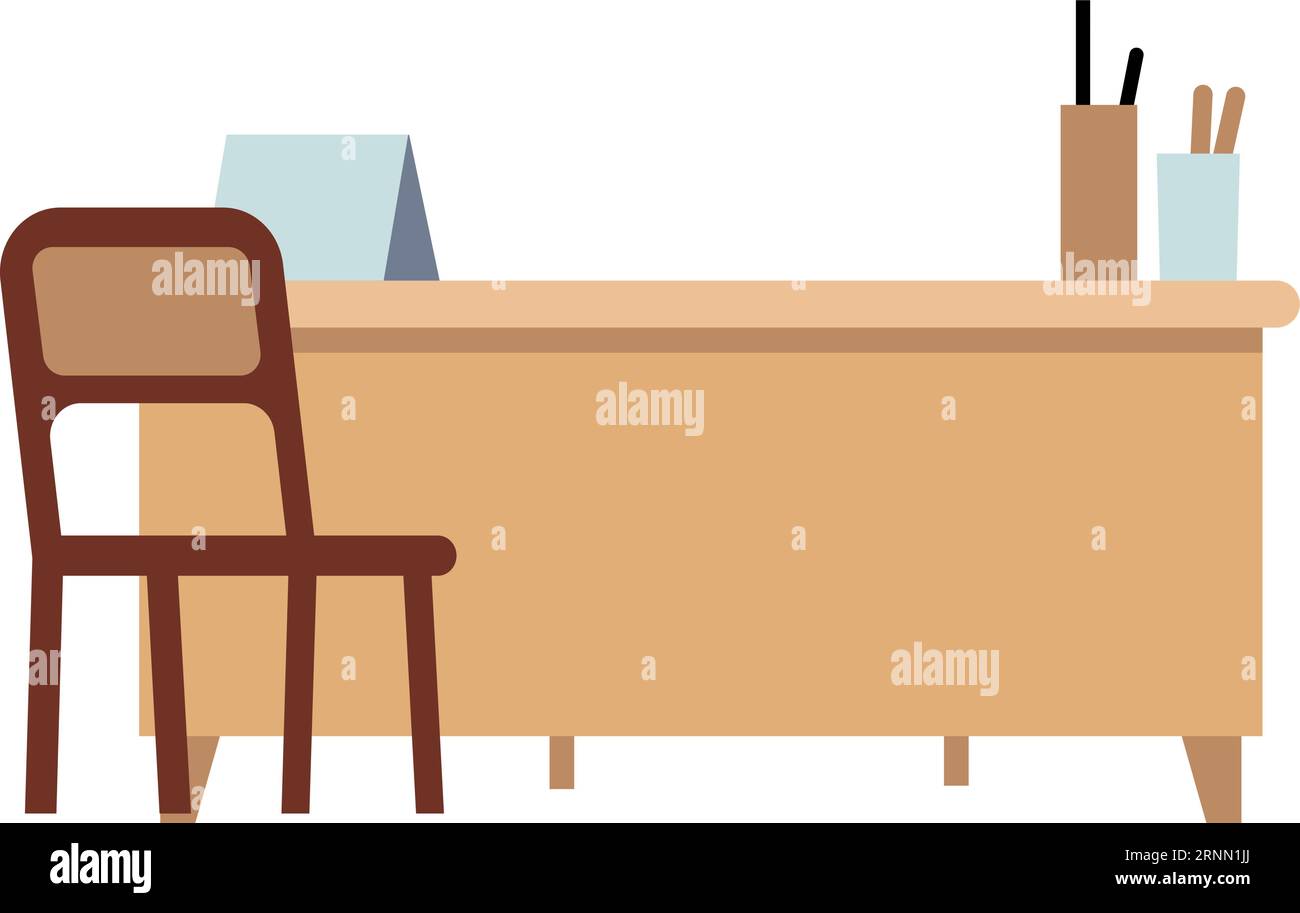 Work desk with chair for visitor. Client service reception Stock Vector ...