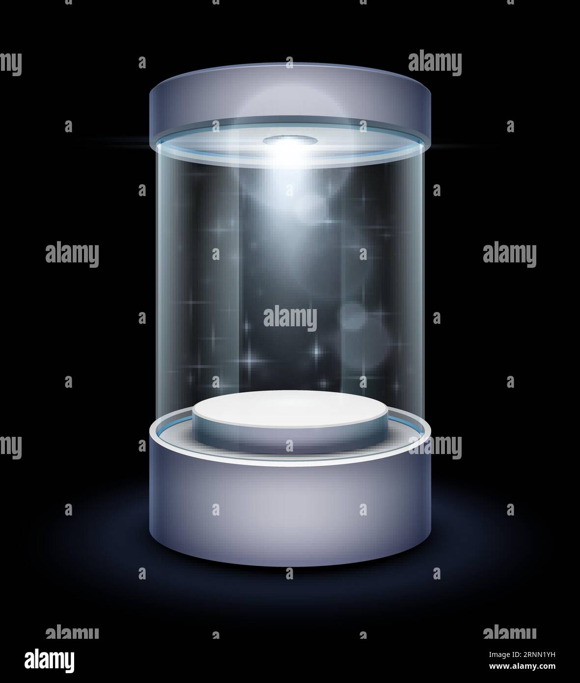 Glass cylinder showcase. Realistic podium for cosmetic presentation ...