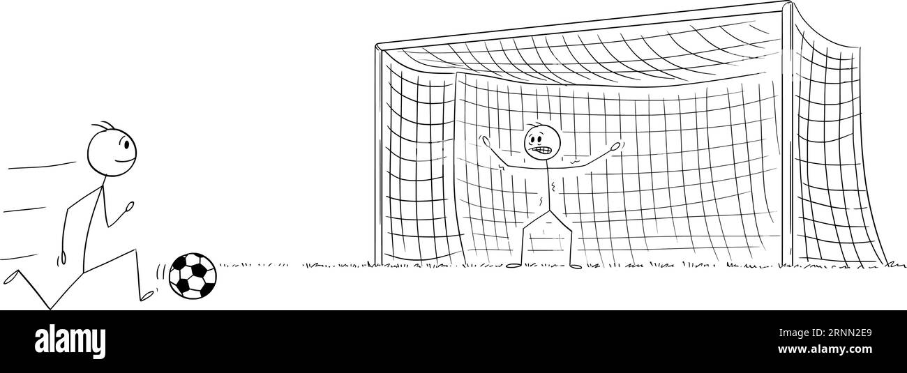 Business Goal Soccer Metaphor, Vector Cartoon Stick Figure Illustration ...